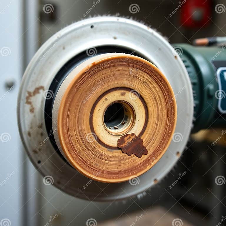A Side View of a Polishing Tool with a Worn Down Buffing Wheel in the ...
