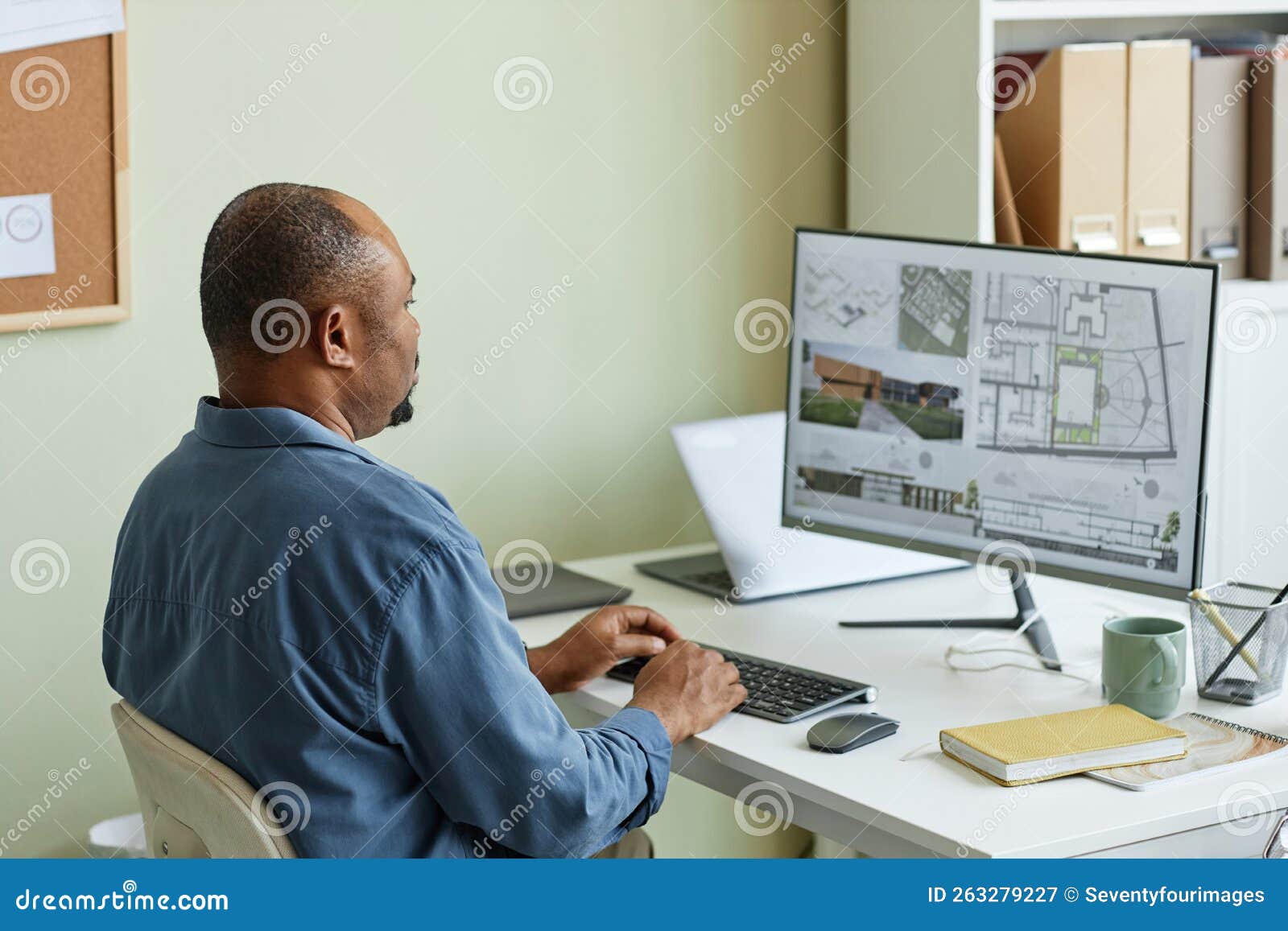 Black Man As Architect Using Computer Stock Image - Image of engineer ...