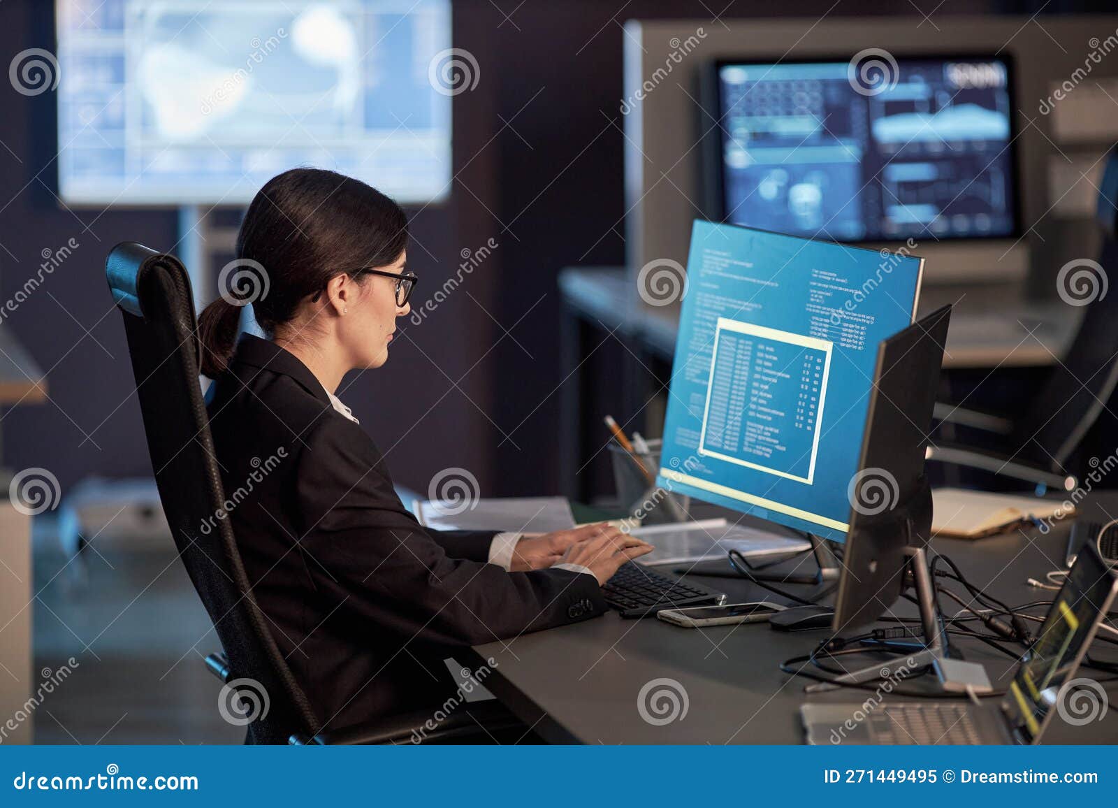 Female it Developer Using Computer at Workplace in Office Stock Image ...
