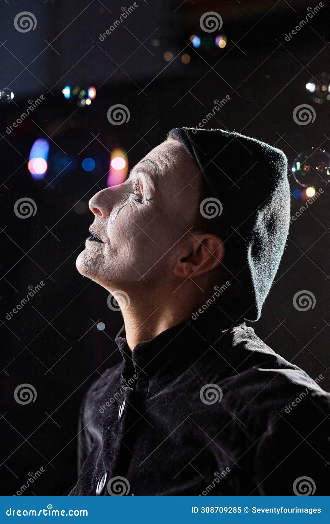 Side View Portrait of Mime Artist Stock Image - Image of adult ...