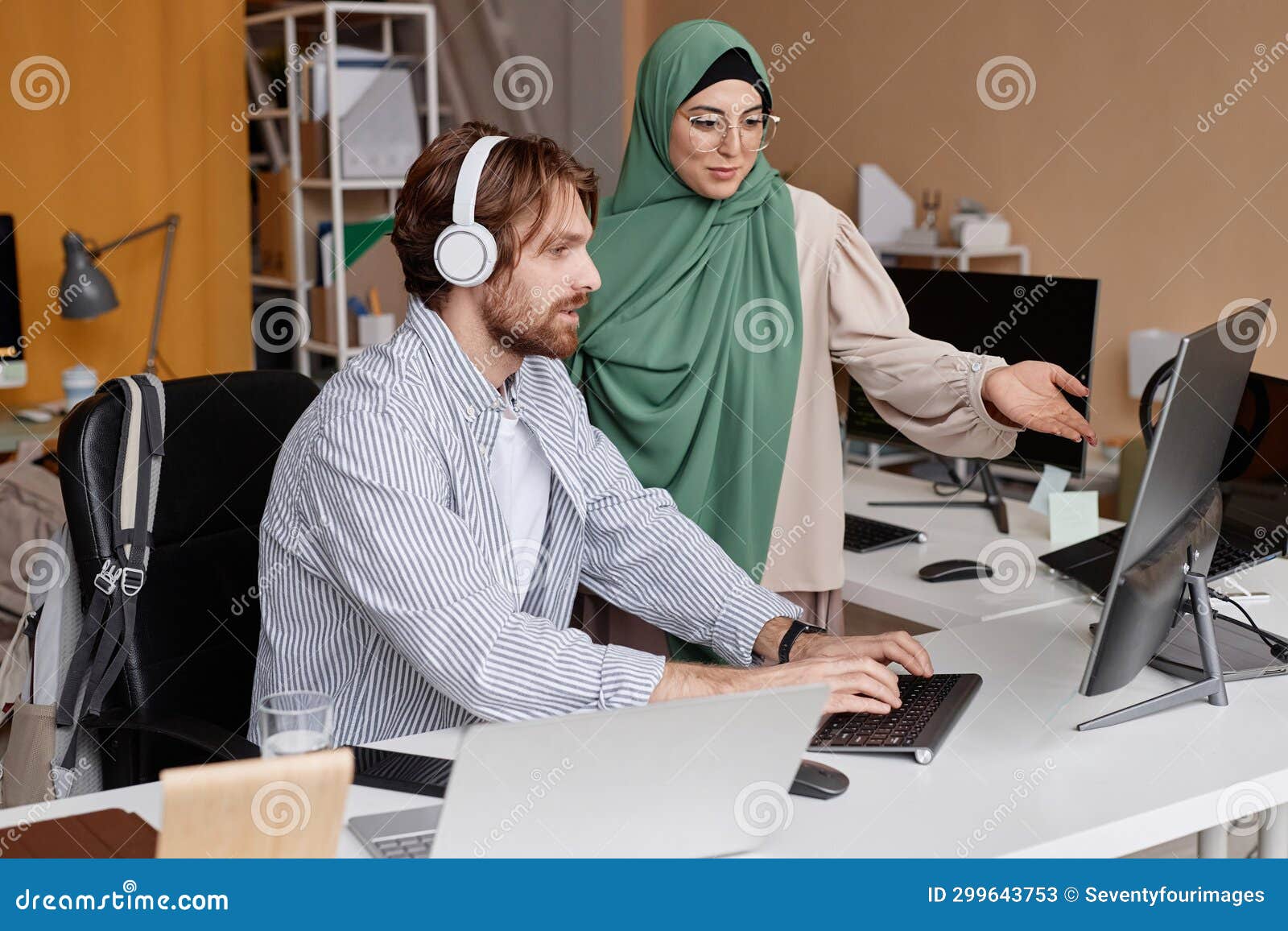 Team of Two it Developers Discussing Project in Office Stock Image ...