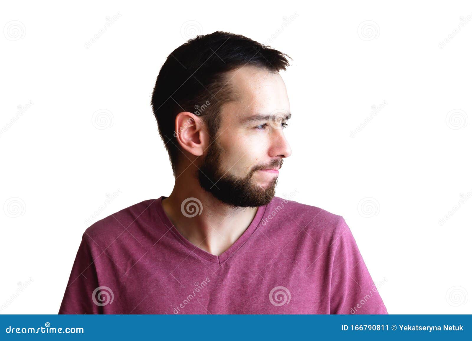 Side View Portrait of Thinking Stylish Young Man Looking Away Stock ...