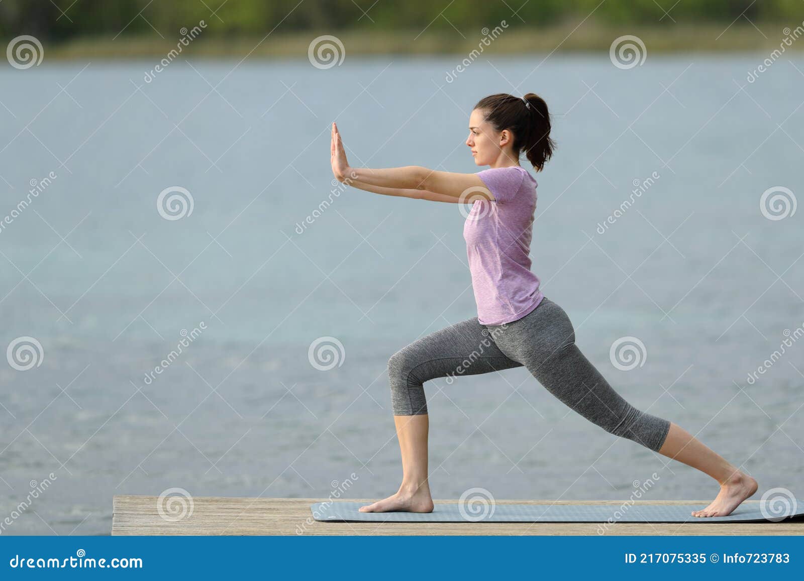 Side View Of A Woman Doing Tai Chi Exercise In A Lake Stock Image Image Of Chill Health 2725
