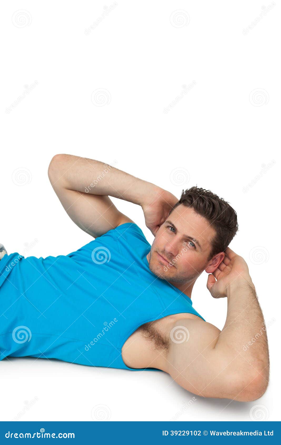 Side View Portrait of a Young Man Doing Abdominal Crunches Stock Photo ...