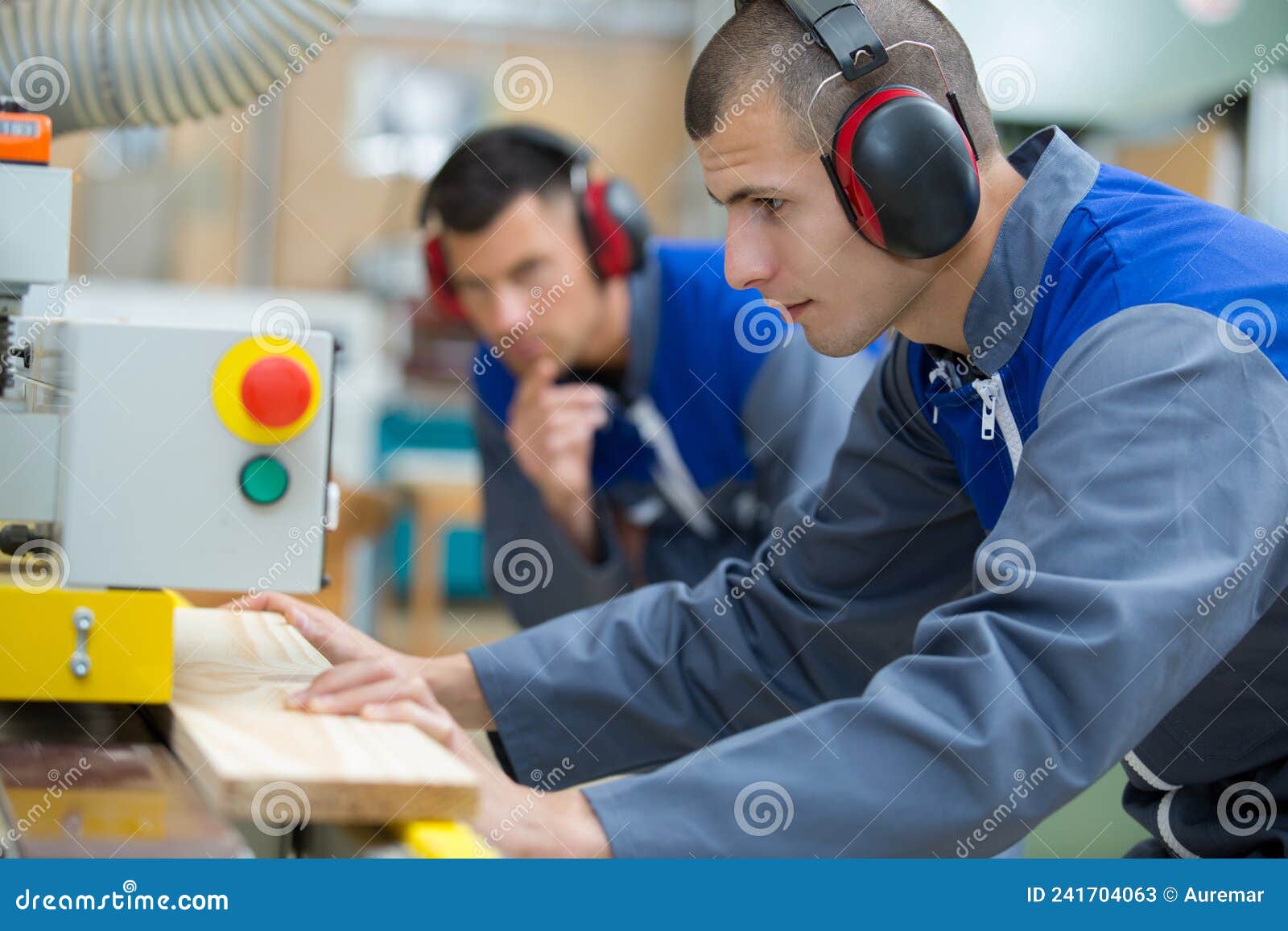 Side View Portrait Young Worker Using Modern Machine Stock Image ...