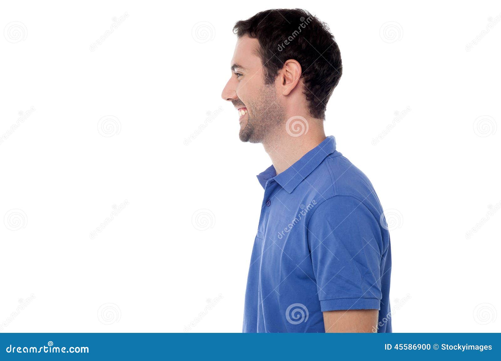 Side View Posing of Smiling Guy Stock Photo - Image of pose, male: 45586900