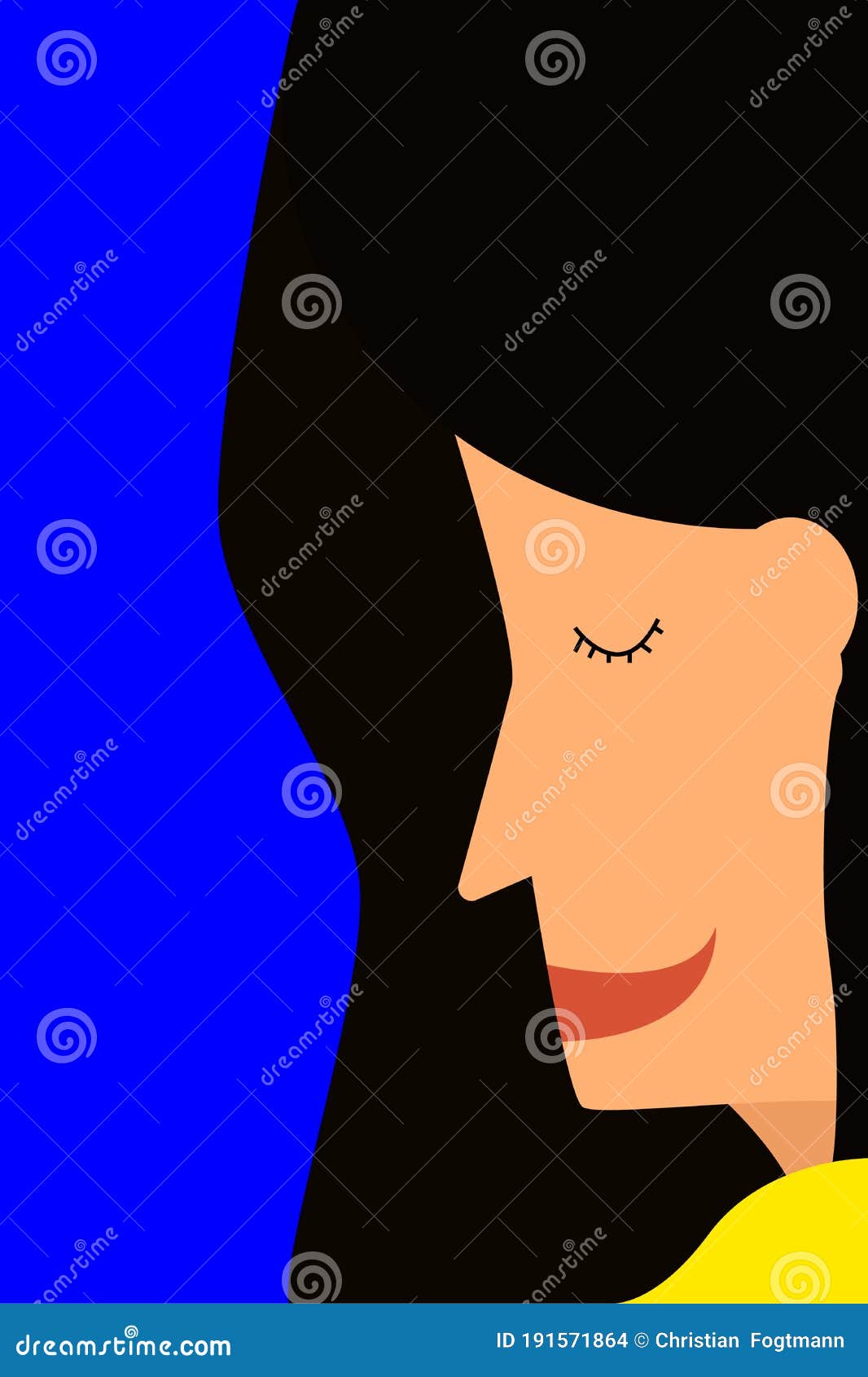 Side View Poster of a Woman Stock Vector - Illustration of closed ...