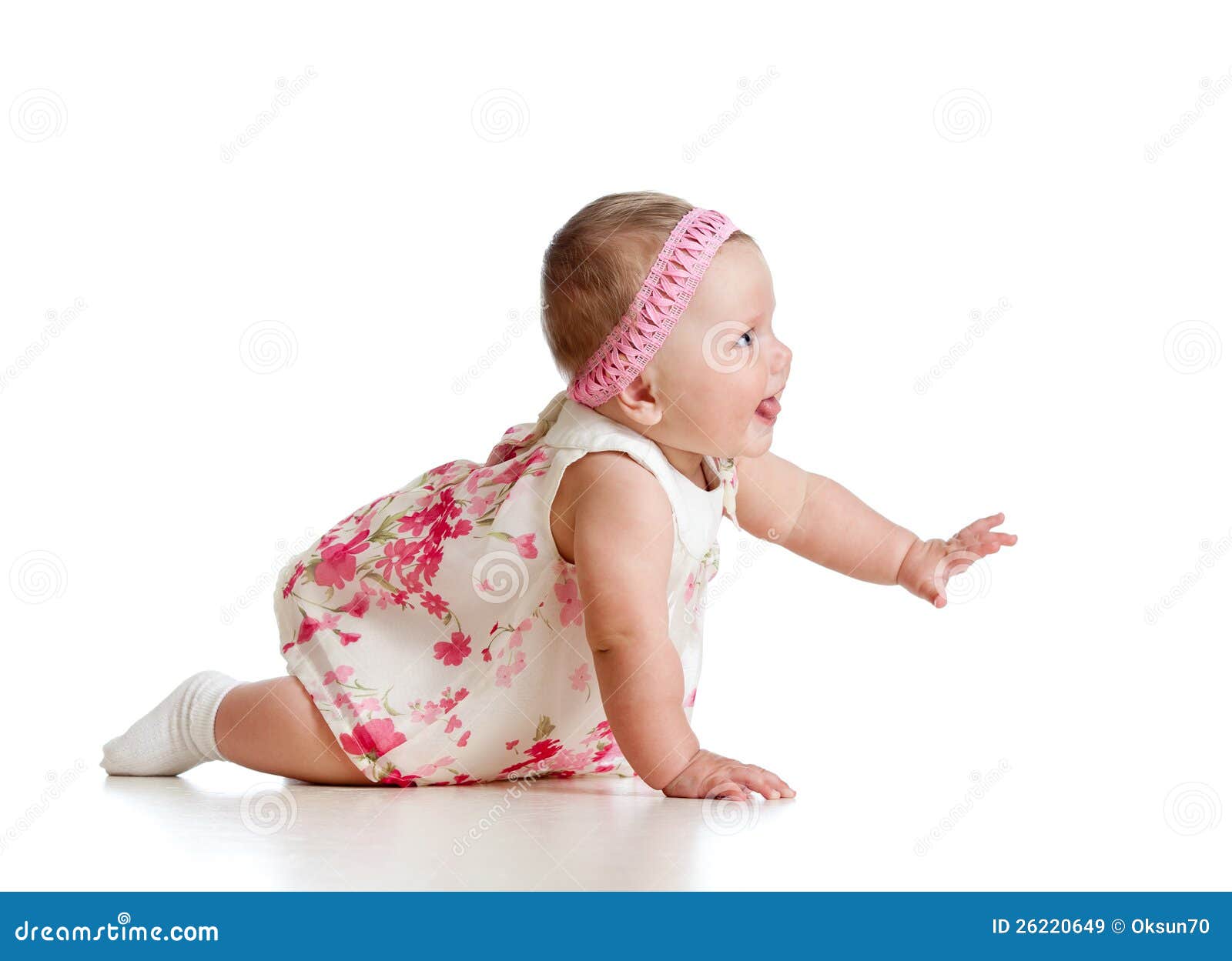 Side View of Pretty Crawling Baby Girl Stock Image - Image of beautiful ...