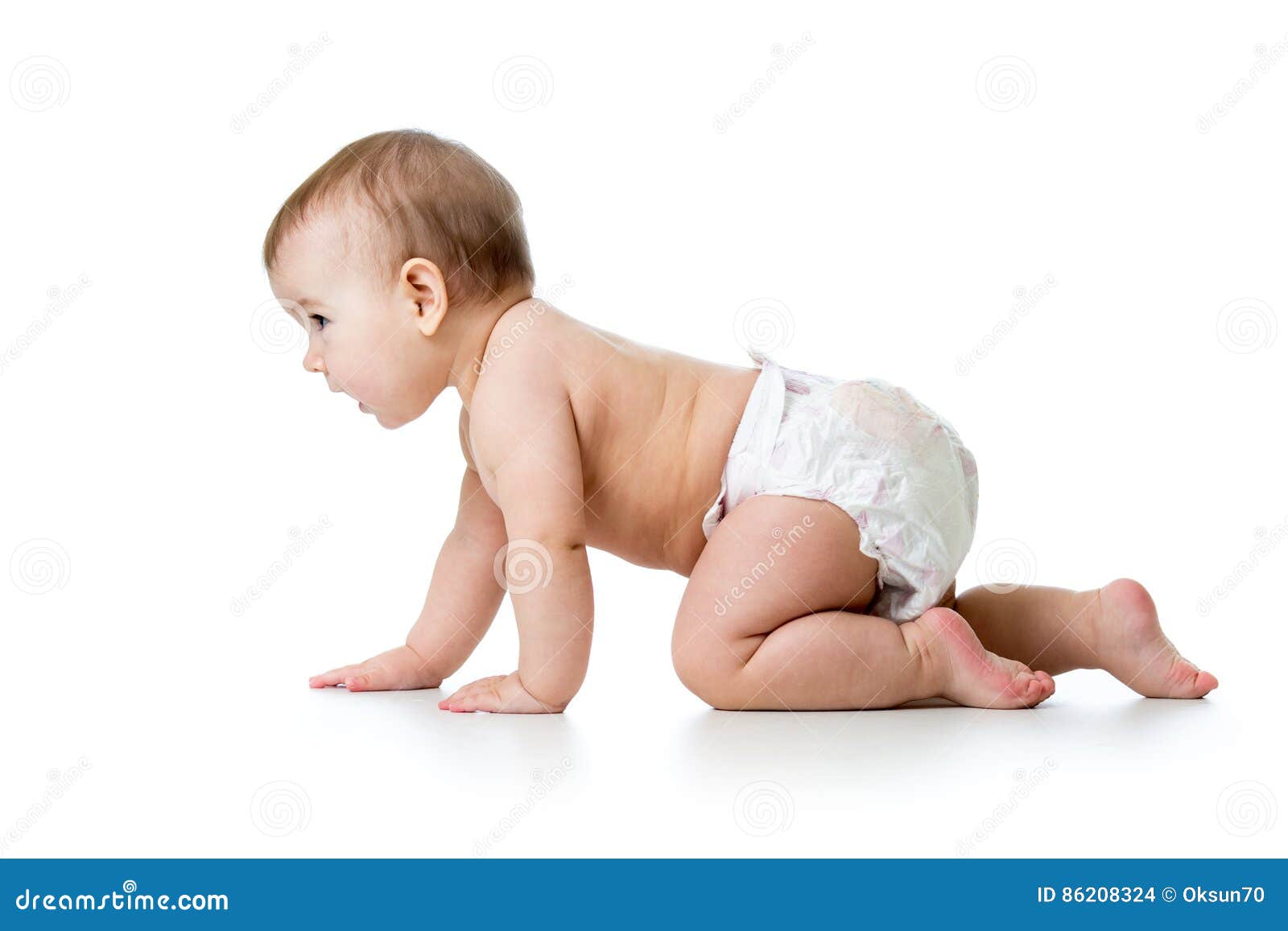 Side View of Pretty Crawling Baby Stock Photo - Image of cute, healthy ...