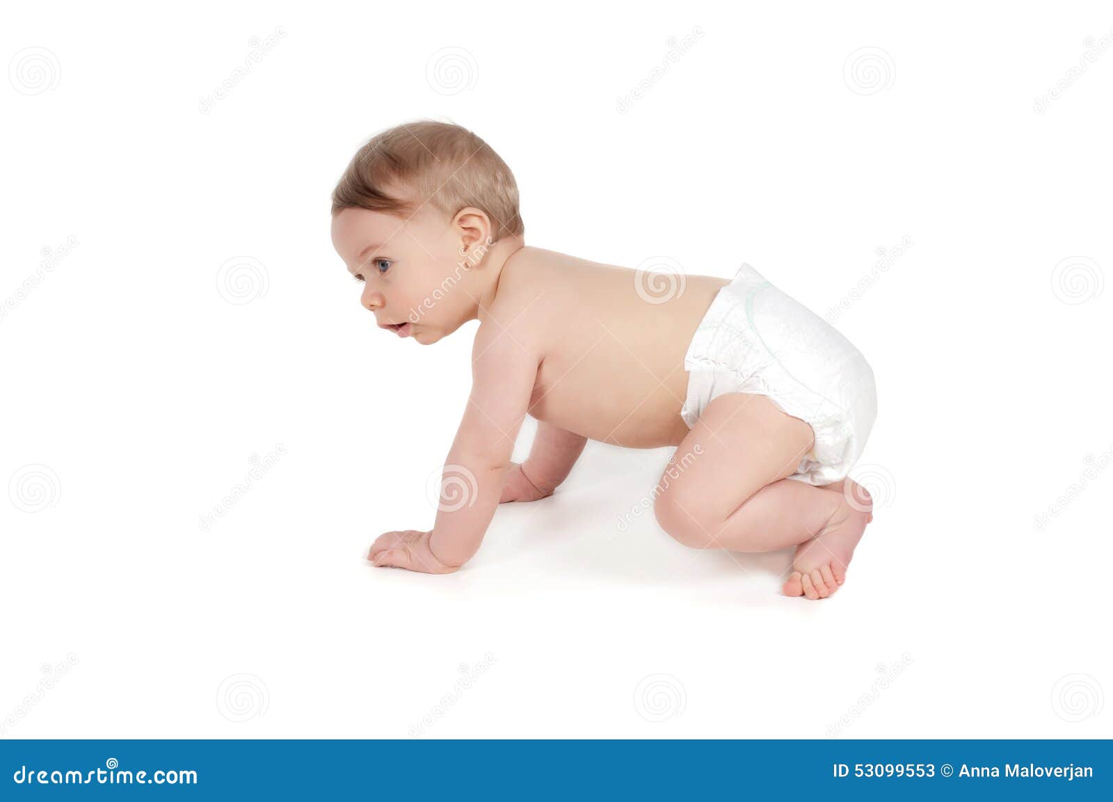 Side View of Pretty Crawling Baby Stock Image - Image of crawling ...