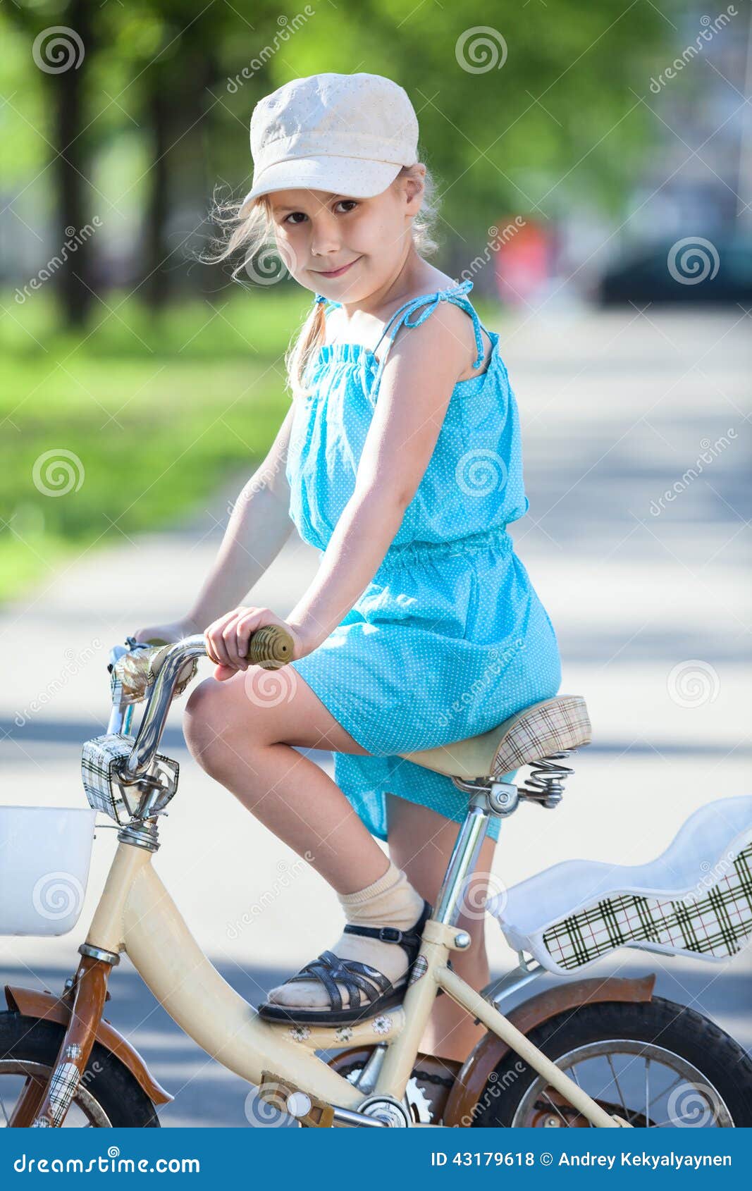 Side View of Pretty Girl Riding on Bicycle Stock Photo - Image of ...