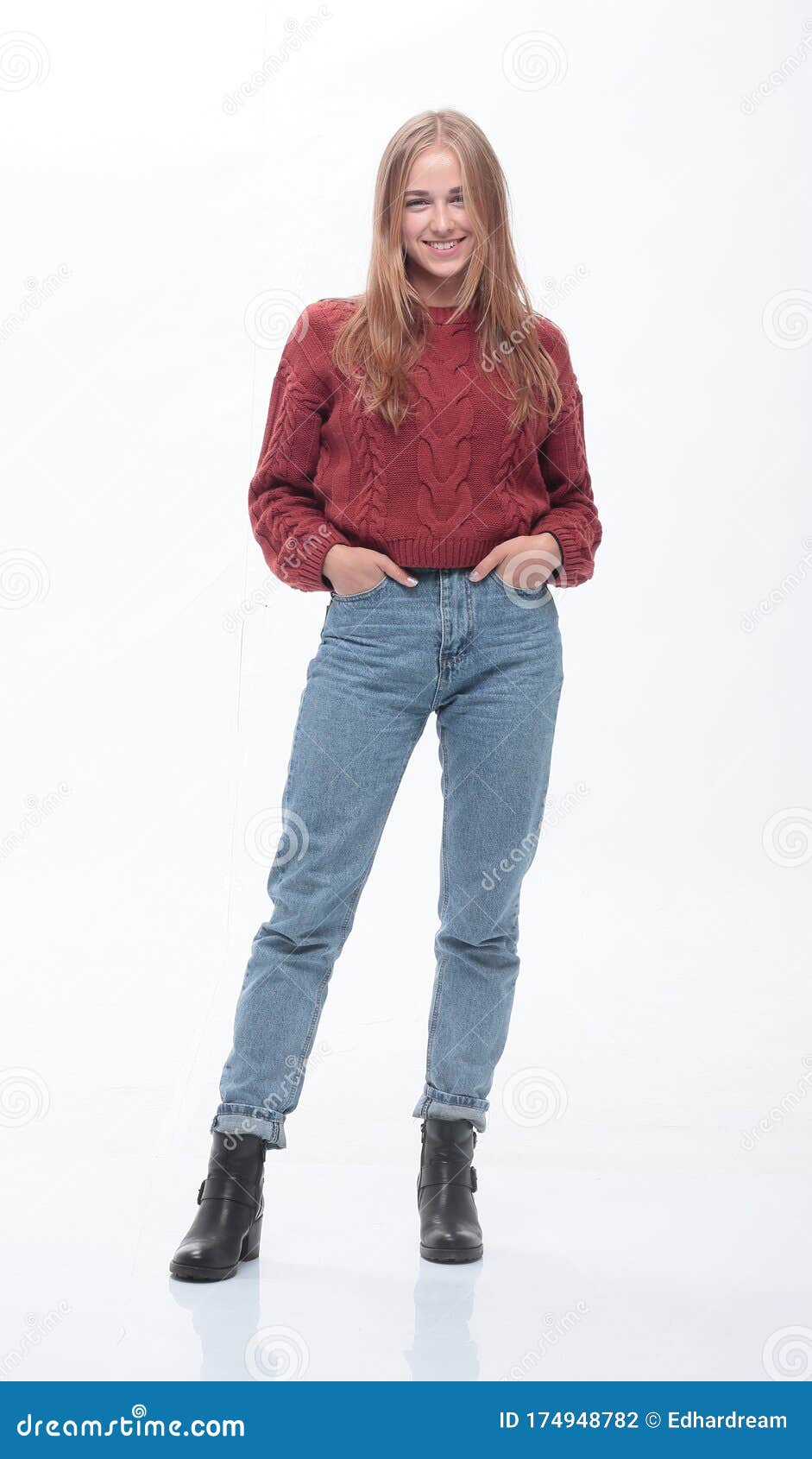 Side View . Pretty Young Woman Looking Forward Stock Photo - Image of ...