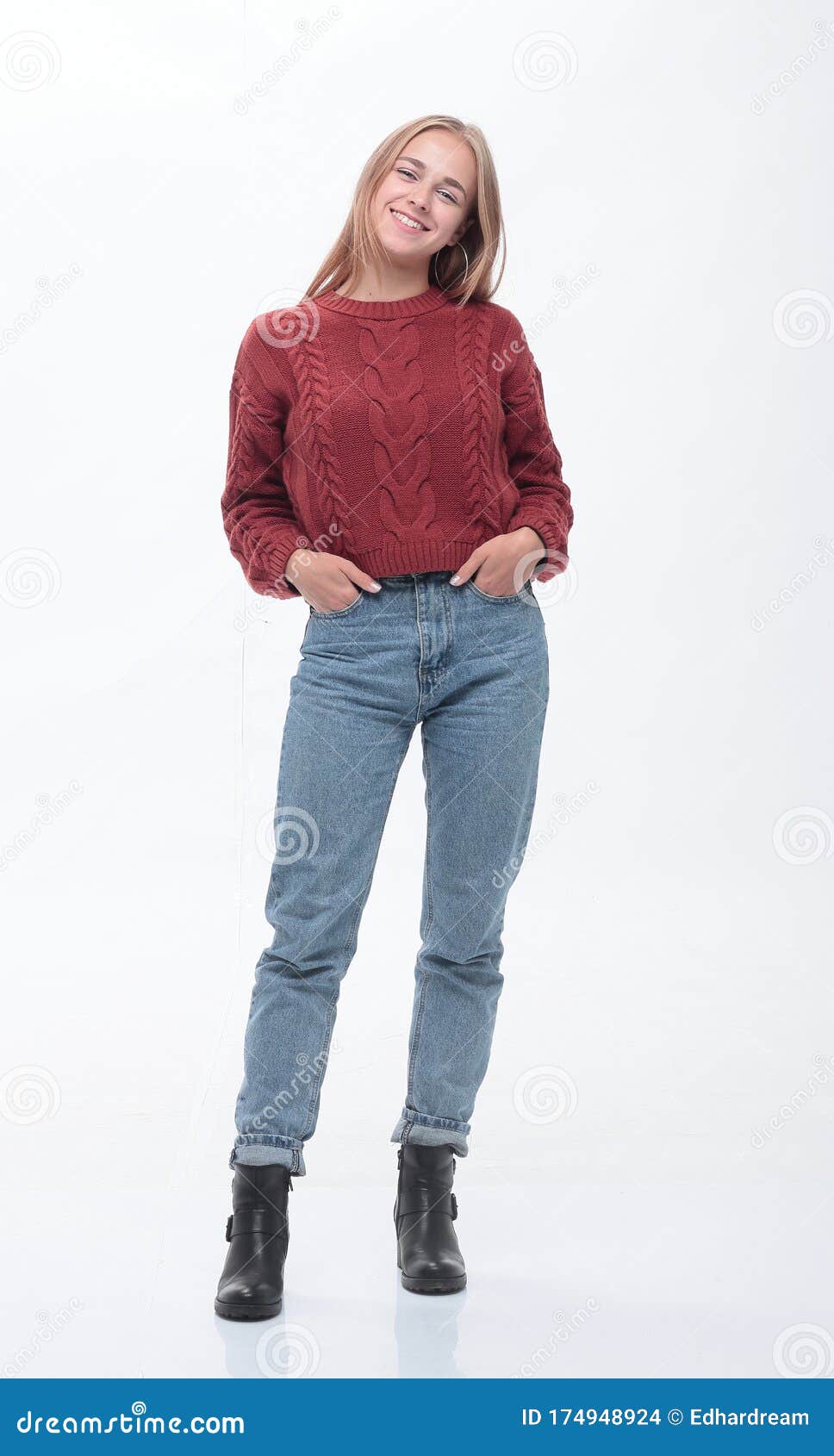 Side View . Pretty Young Woman Looking Forward Stock Photo - Image of ...