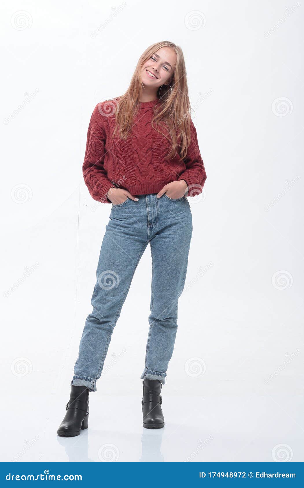 Side View . Pretty Young Woman Looking Forward Stock Photo - Image of ...