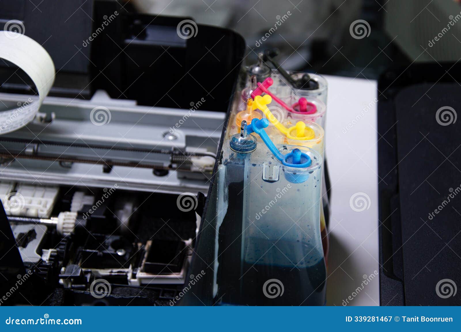 Side View of the Printer and Ink Tank. Modified Ink Tank Stock Image ...