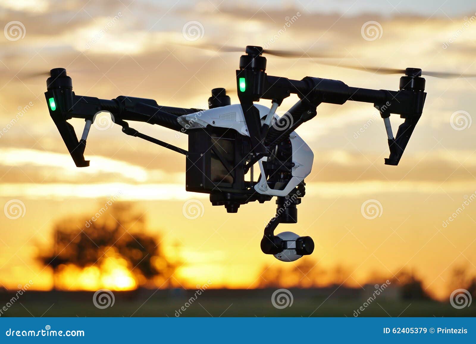 Professional High-End Camera Drone (UAV) in Flight Stock Image - Image ...