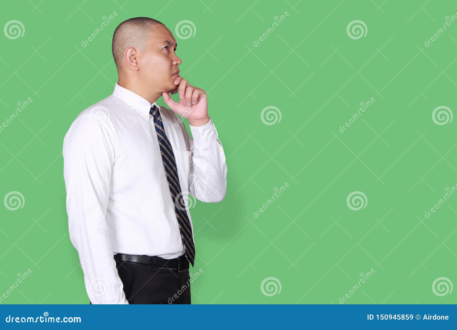 Side View Profile of Businessman, Thinking Gesture Stock Image - Image ...