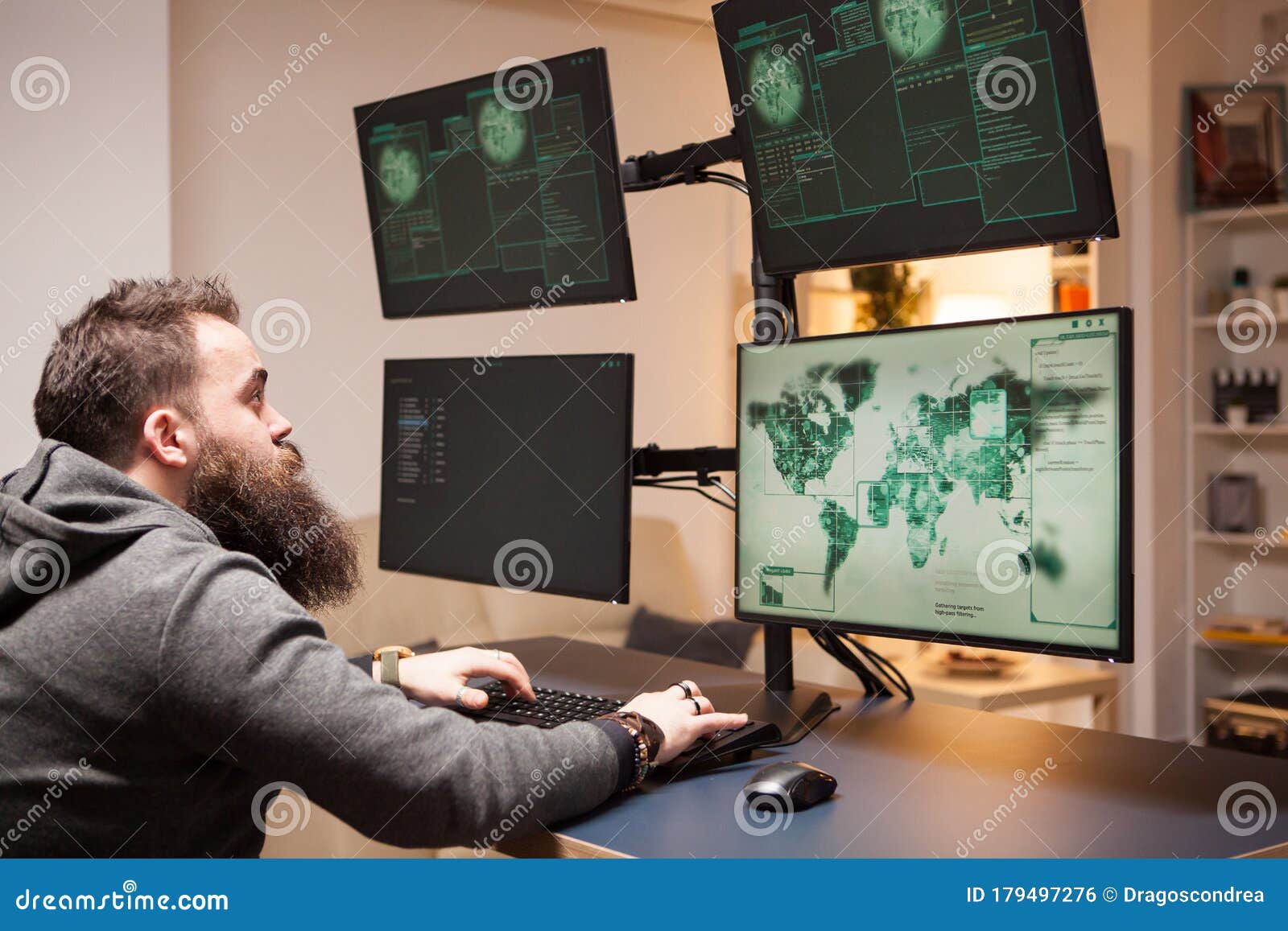 Side View of Programmer Writing a Dangerous Malware Stock Photo - Image ...