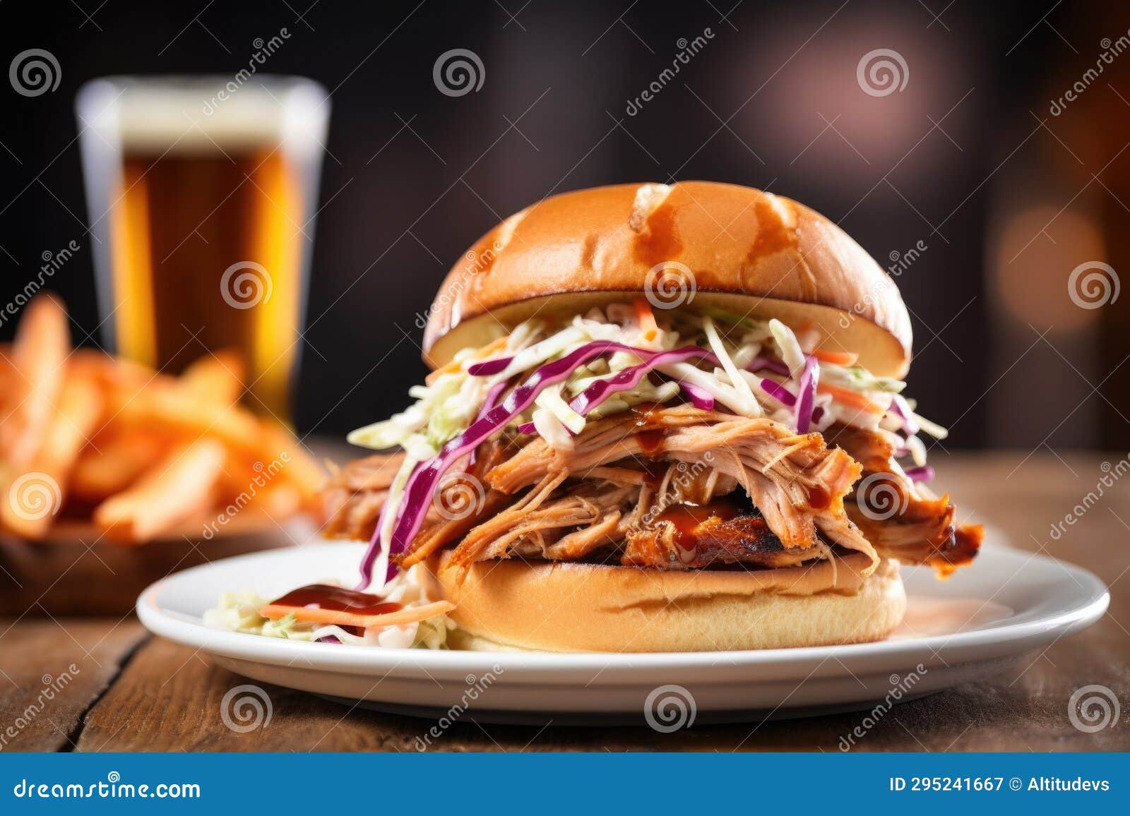 Side View of a Pulled Pork Sandwich with Crunchy Slaw Stock Image ...
