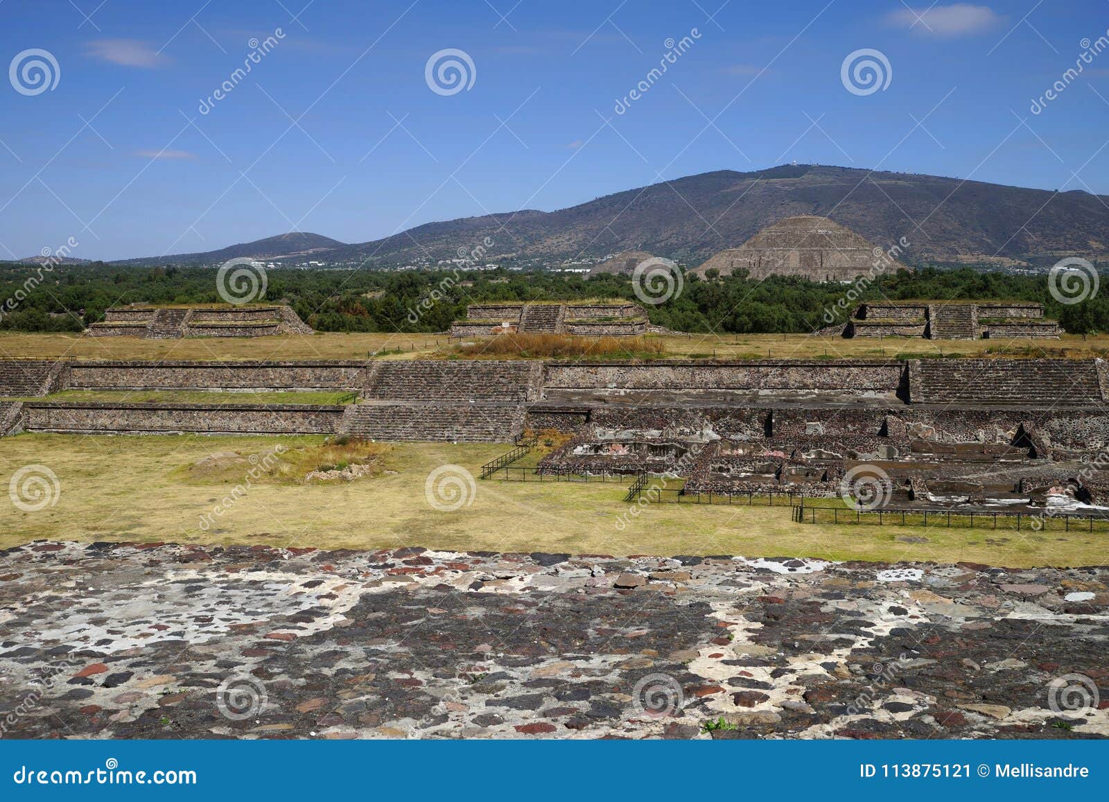 Side View of Pyramids of the Sun and the Moon, Teotihuacan ...