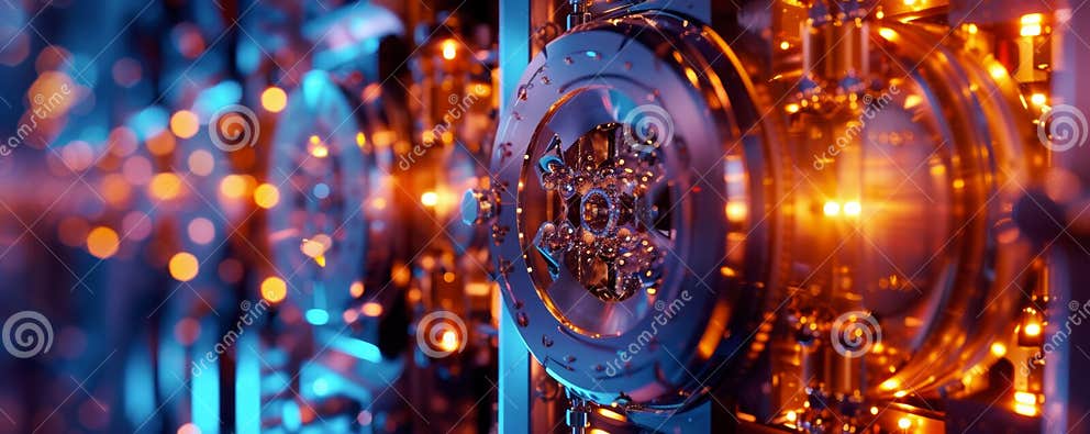 Side View of a Quantum Computer Core with Precision-engineered Parts ...