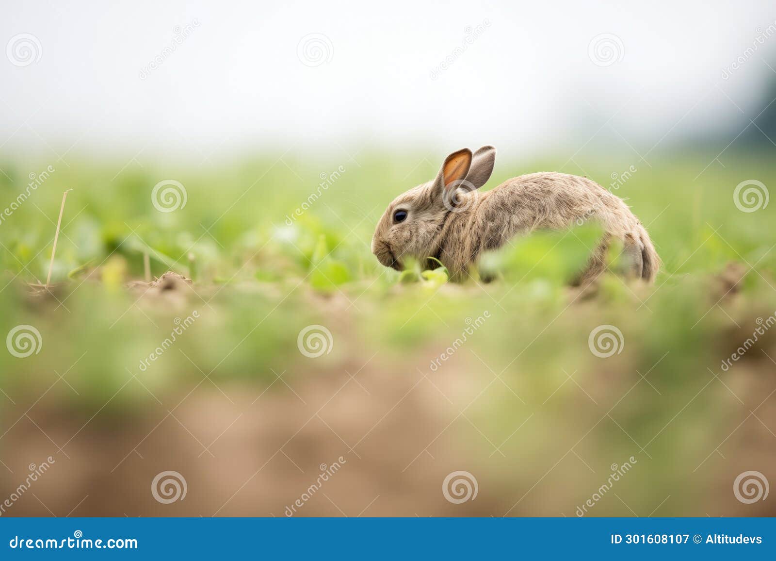 Side View of Rabbit Burrowing in Field Stock Image - Image of rabbit ...