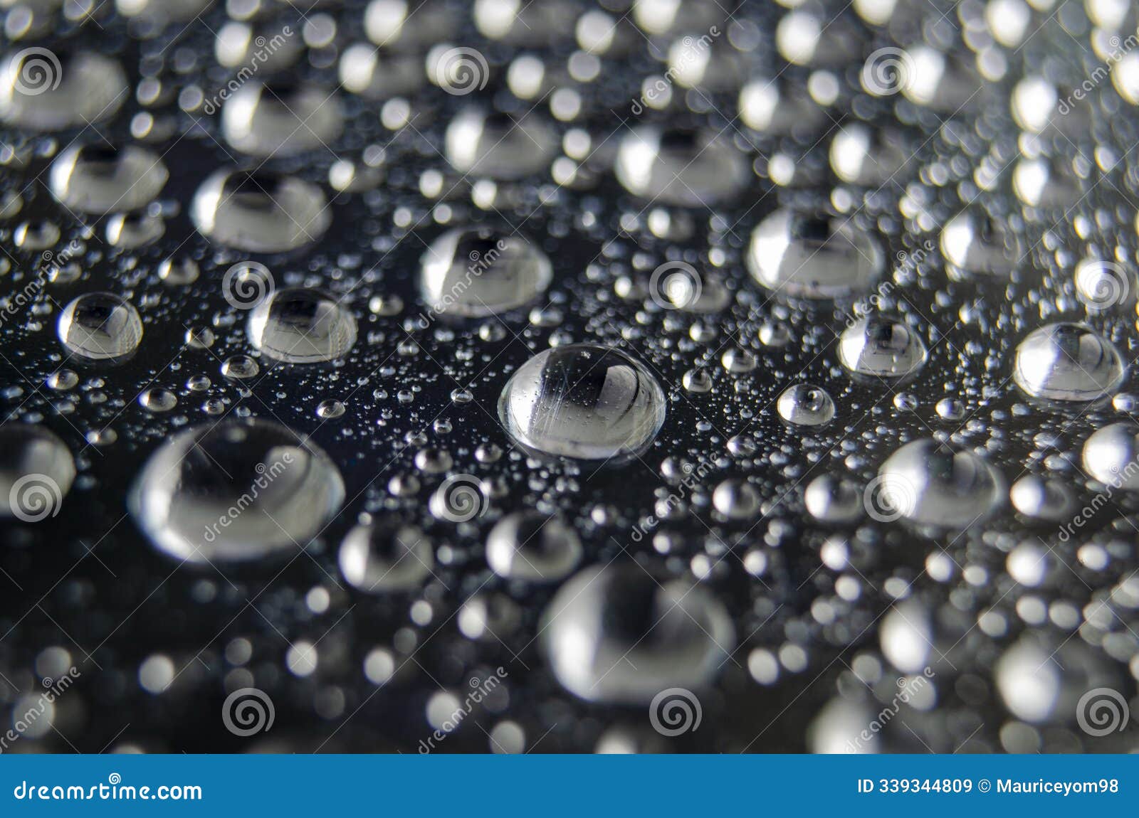 Side View of Raindrops Forming Patterns on a Smooth Surface. Fresh Rain ...