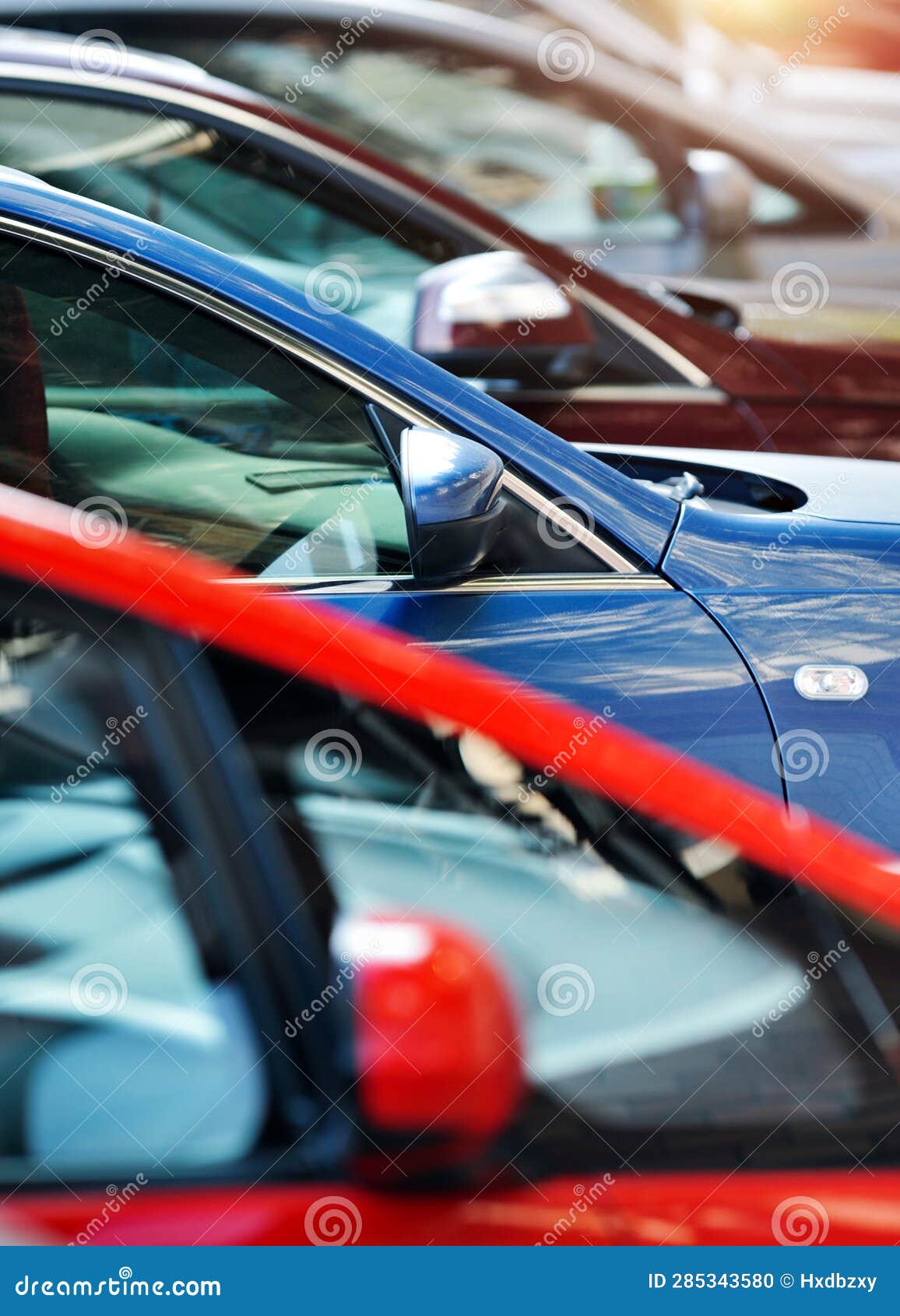 Side View of Range of Used Modern Vehicles Stock Photo - Image of color ...