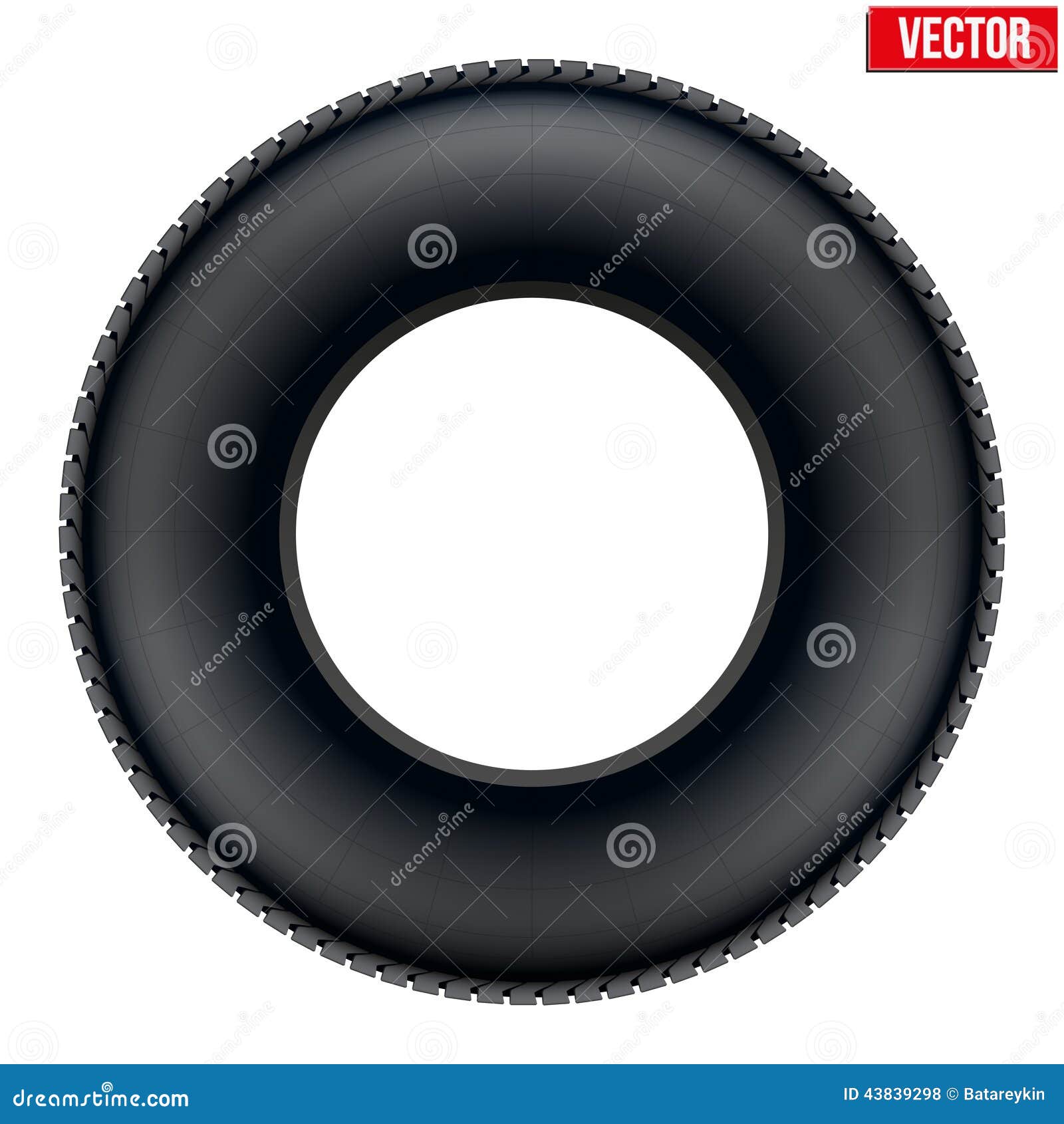 Realistic Rubber Tire Symbol With Red Ribbon. Vector Illustration ...