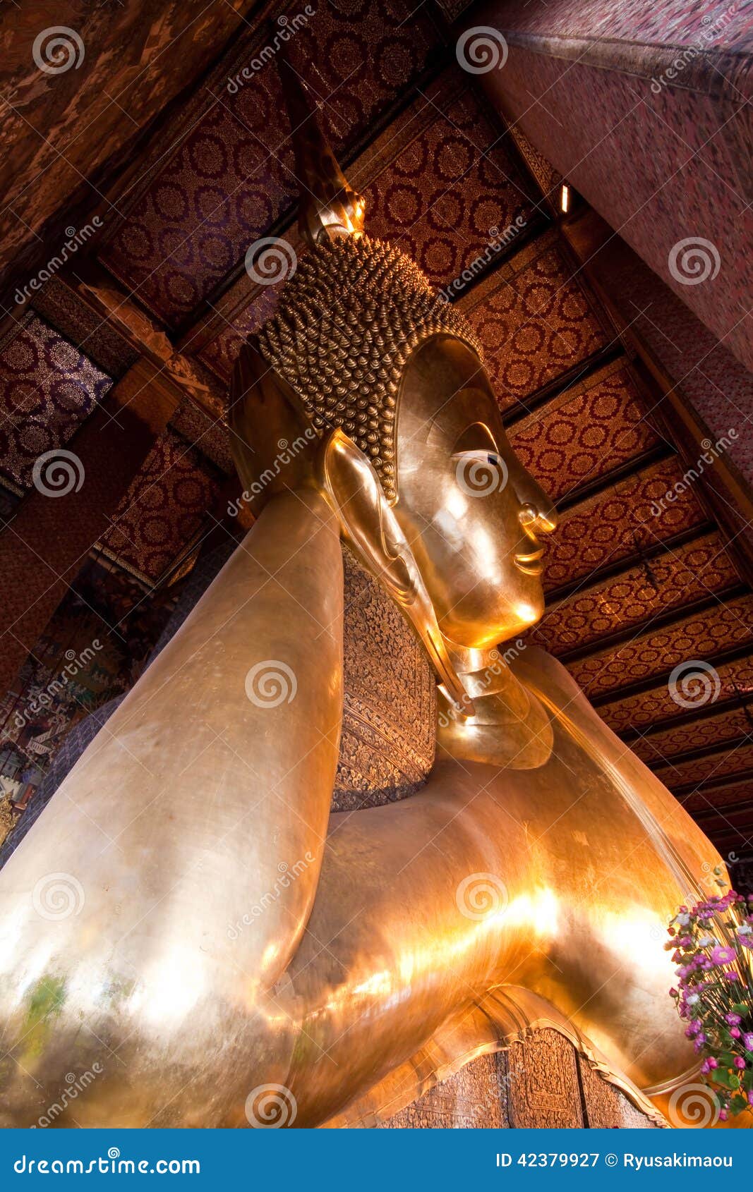 Side View of Reclining Buddha Statue Stock Image - Image of sleep ...