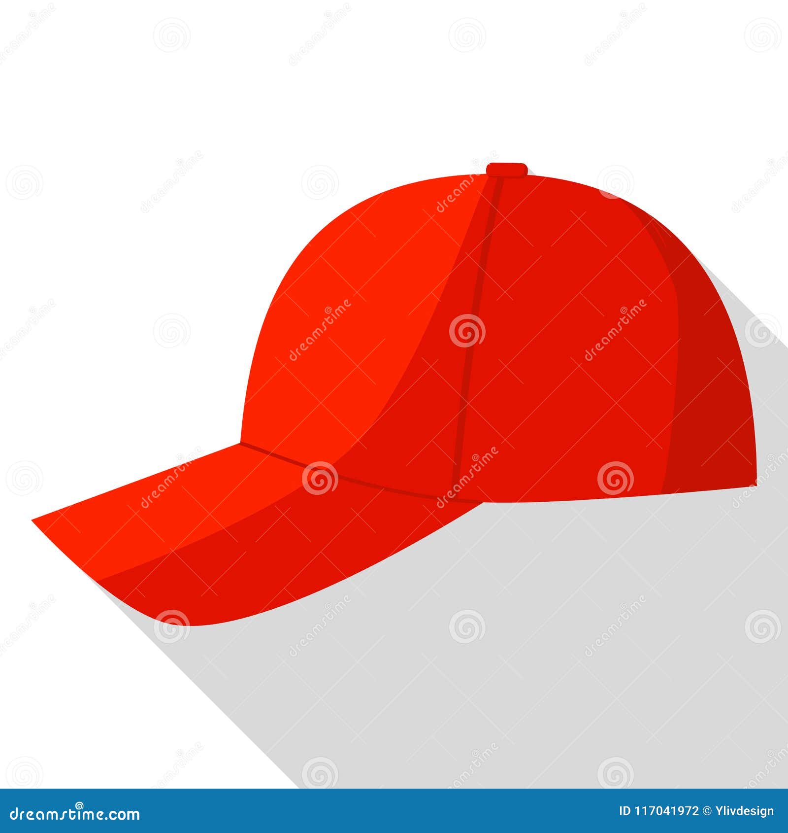 Side View of Red Baseball Cap Icon, Flat Style Stock Vector ...