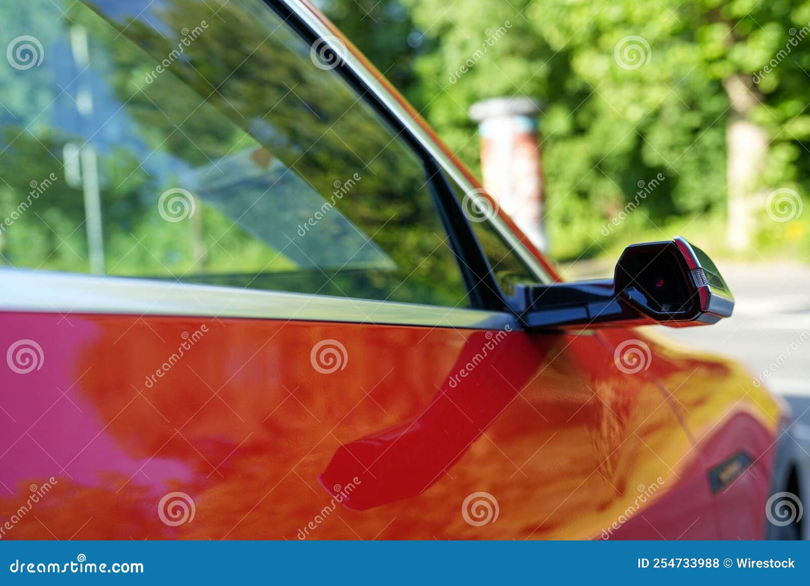 Side View of Red Car with Window Stock Photo - Image of engine, vehicle ...