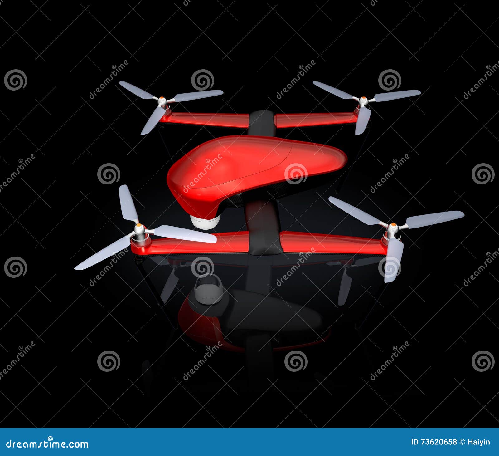 Side View of Red Drone Isolated on Black Background Stock Photo - Image ...