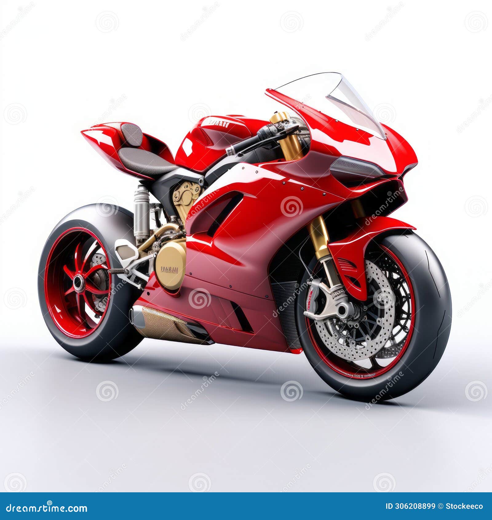 Luxurious Red Motor Bike: 3d Ducati Motorcycle on White Background ...