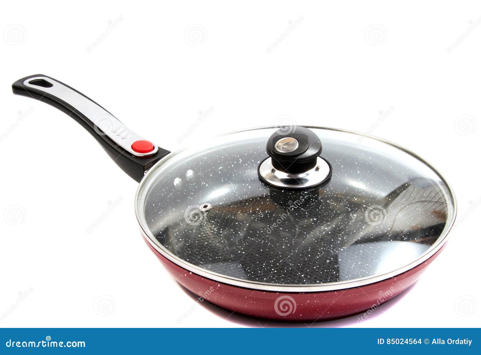 The Side View of the Red Pan with a Nonstick Stock Photo - Image of ...