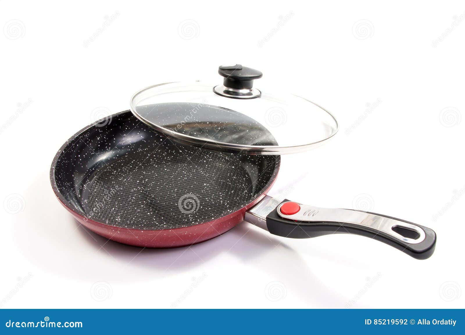 The Side View of the Red Pan with a Nonstick Stock Photo - Image of ...