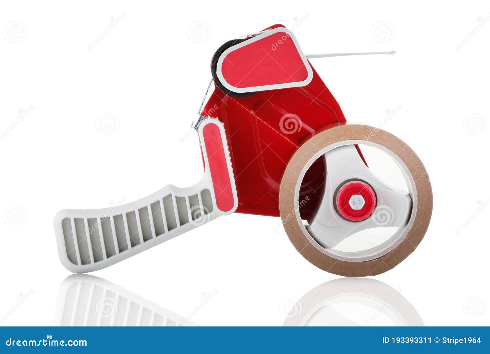Side View of a Red Parcel Tape Dispenser on White Background Stock ...