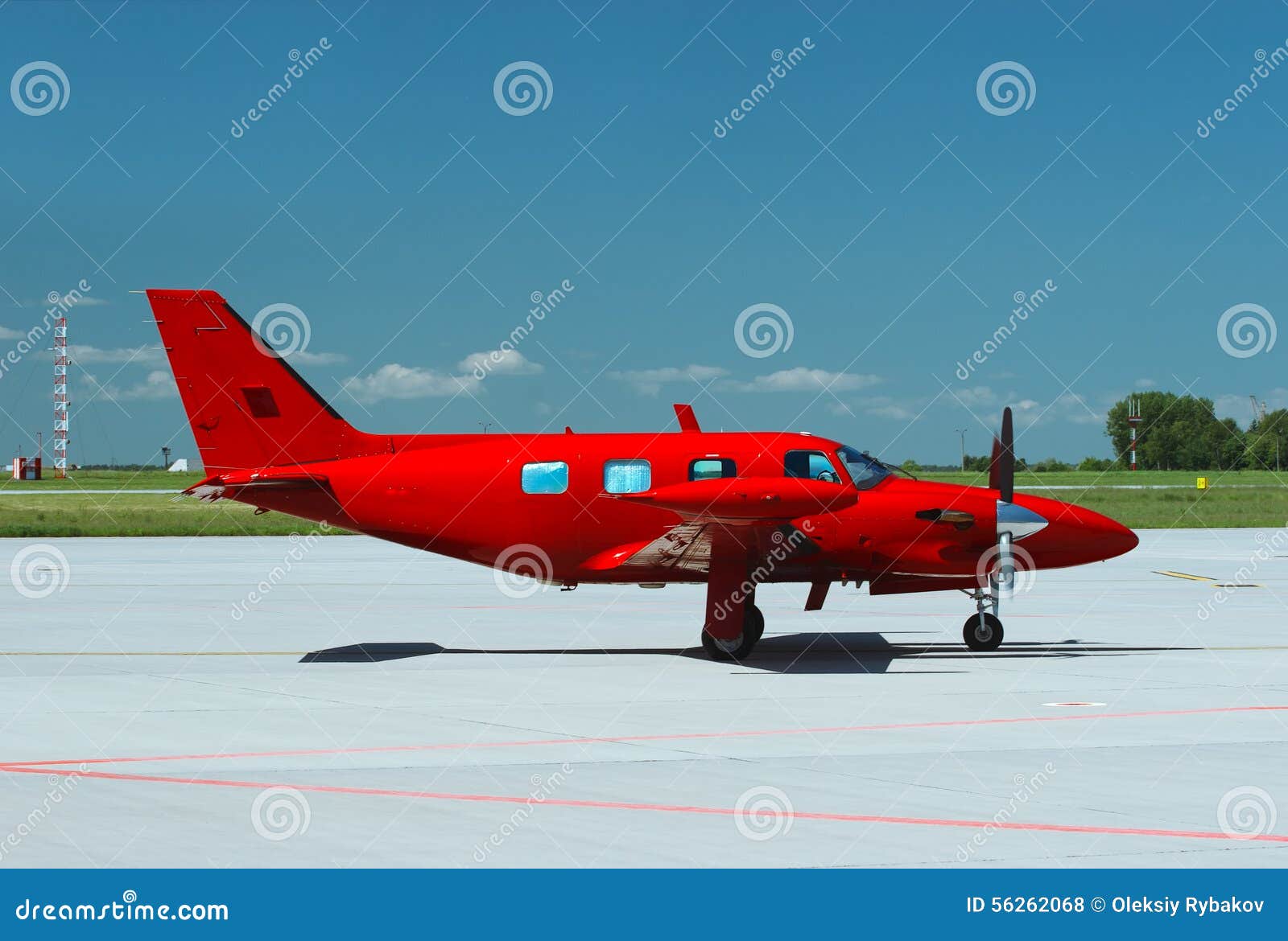 Side view of red plane stock photo. Image of airport - 56262068