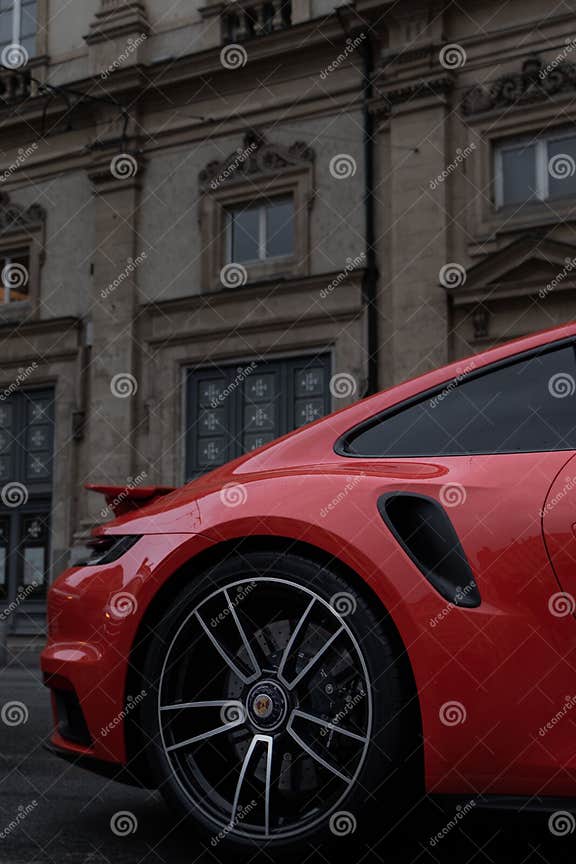 Side View of the Red Porsche Luxury Car Editorial Photo - Image of ...