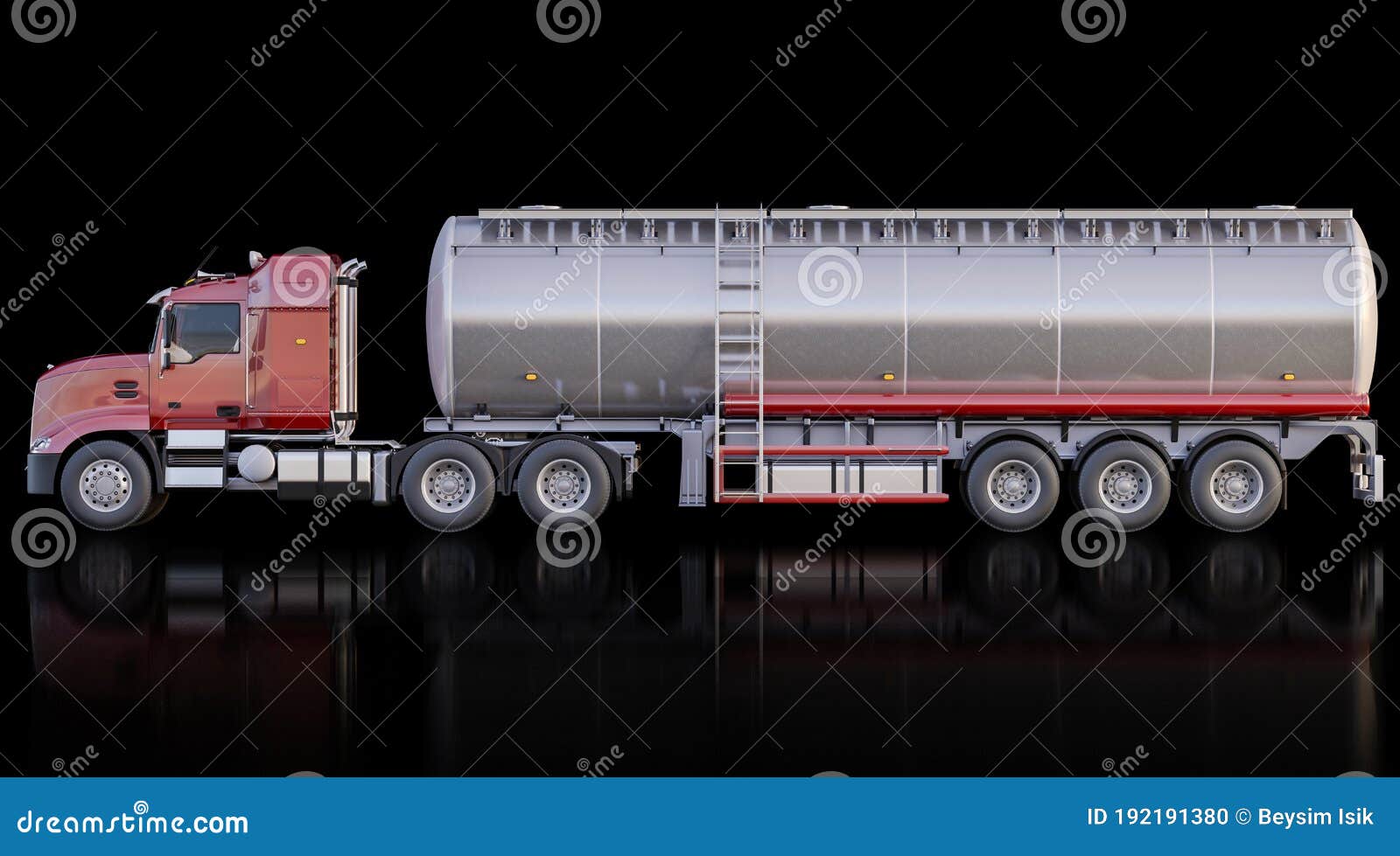 Side View of a Red Tanker Truck Stock Illustration - Illustration of ...