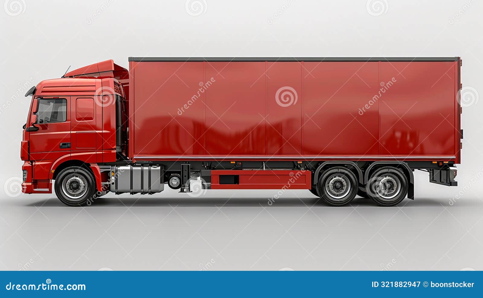 Side View of a Red Truck Mockup on a White Background. AI Generated ...