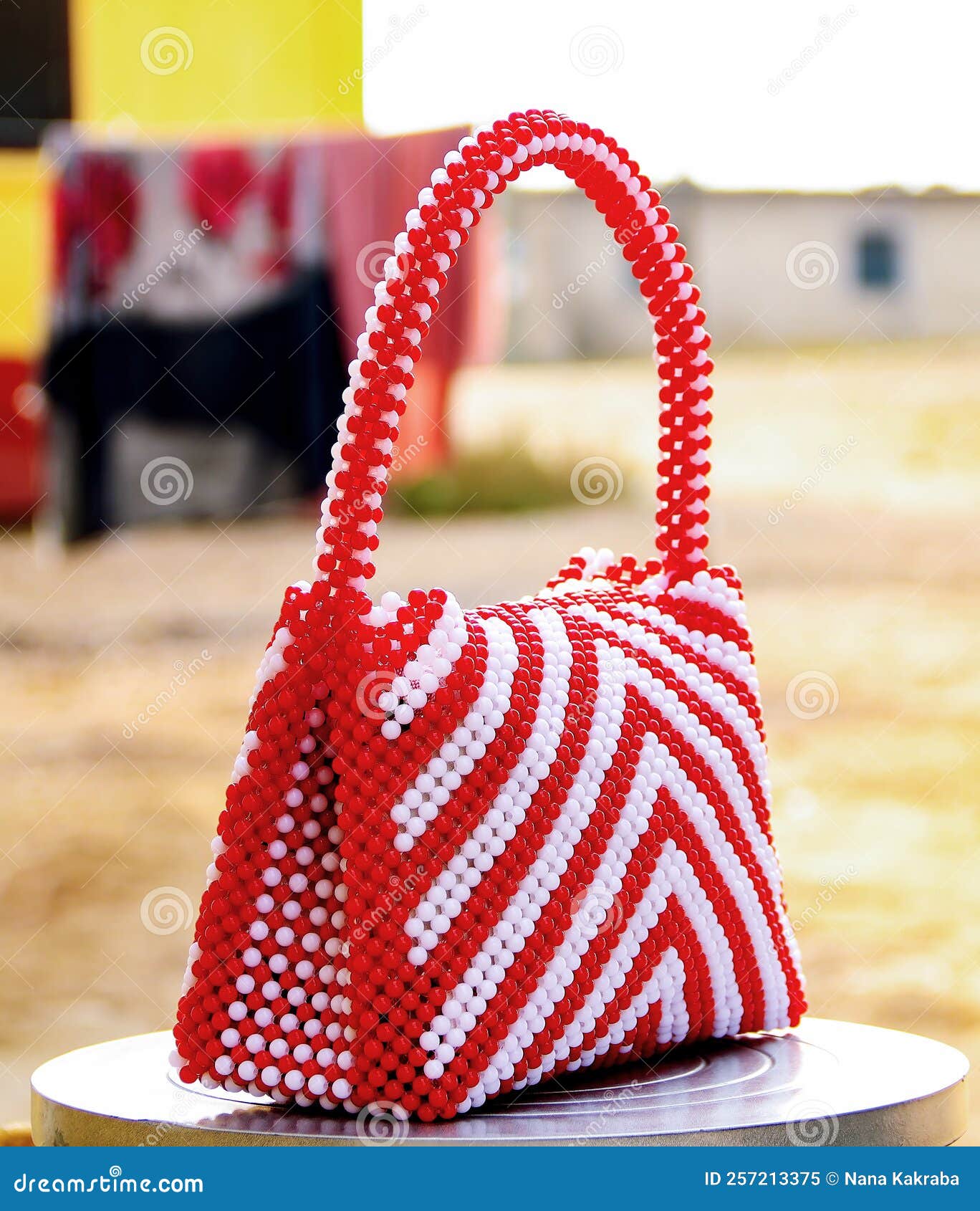 Side View of a Red and White Beaded Bag. Bag Made with Beads ...