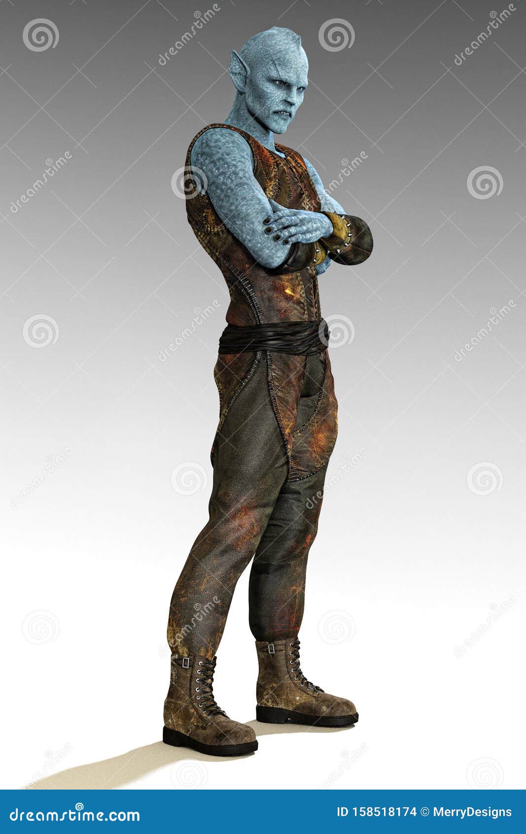 Full Figure Side View Render of an Alien Man Stock Illustration ...