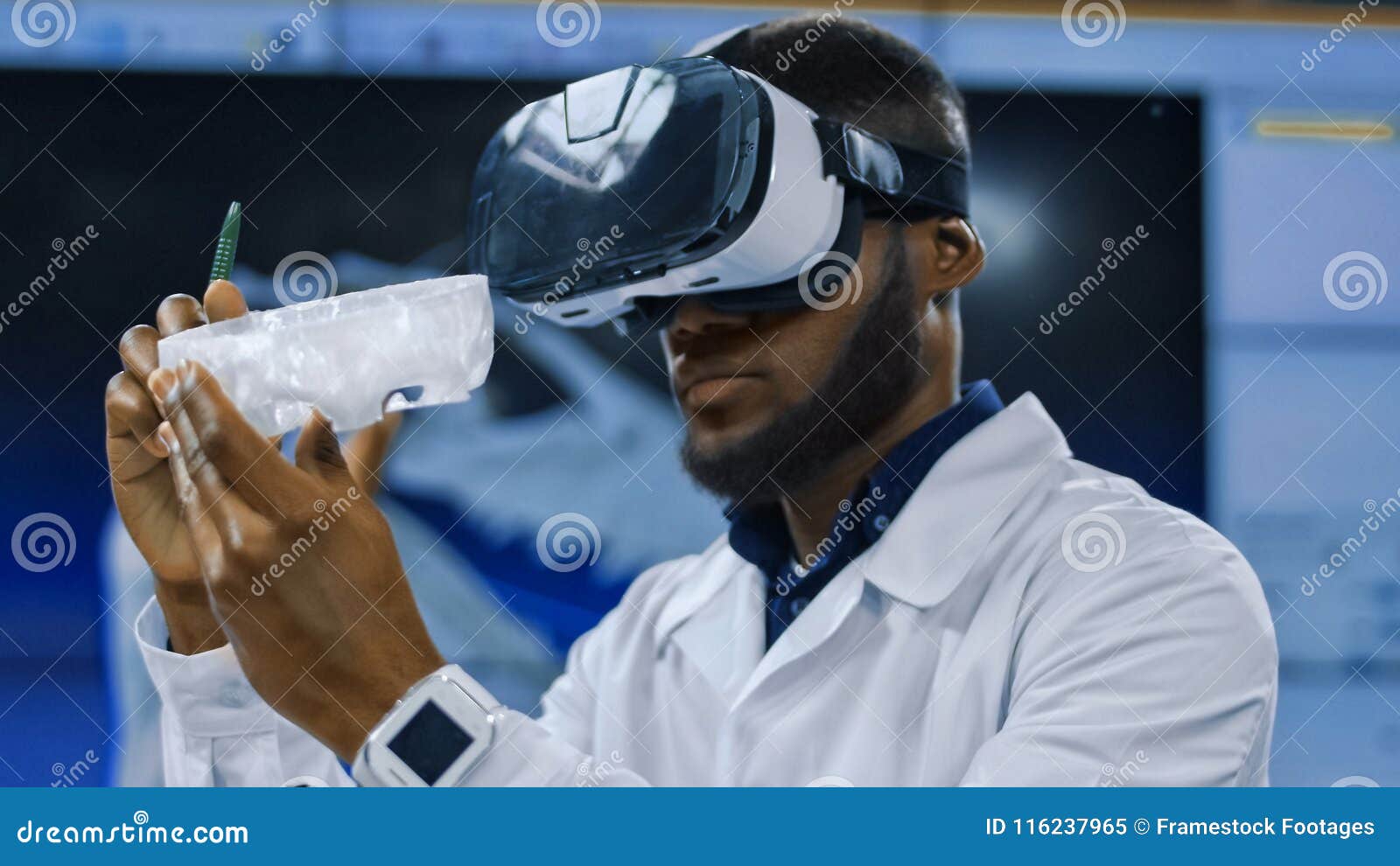 Scientist Using VR Glasses for Exploration Stock Image - Image of ...