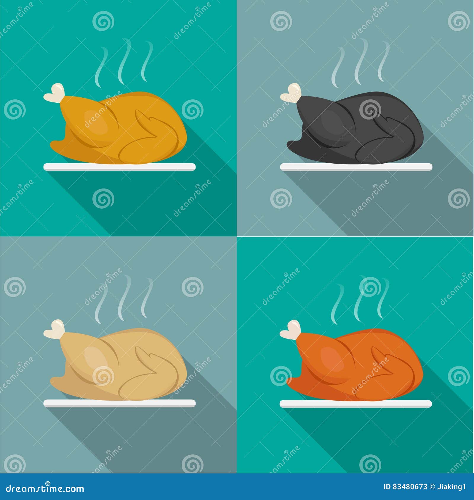 3D Roast Whole Chicken Side View On Plate, Vector | CartoonDealer.com ...