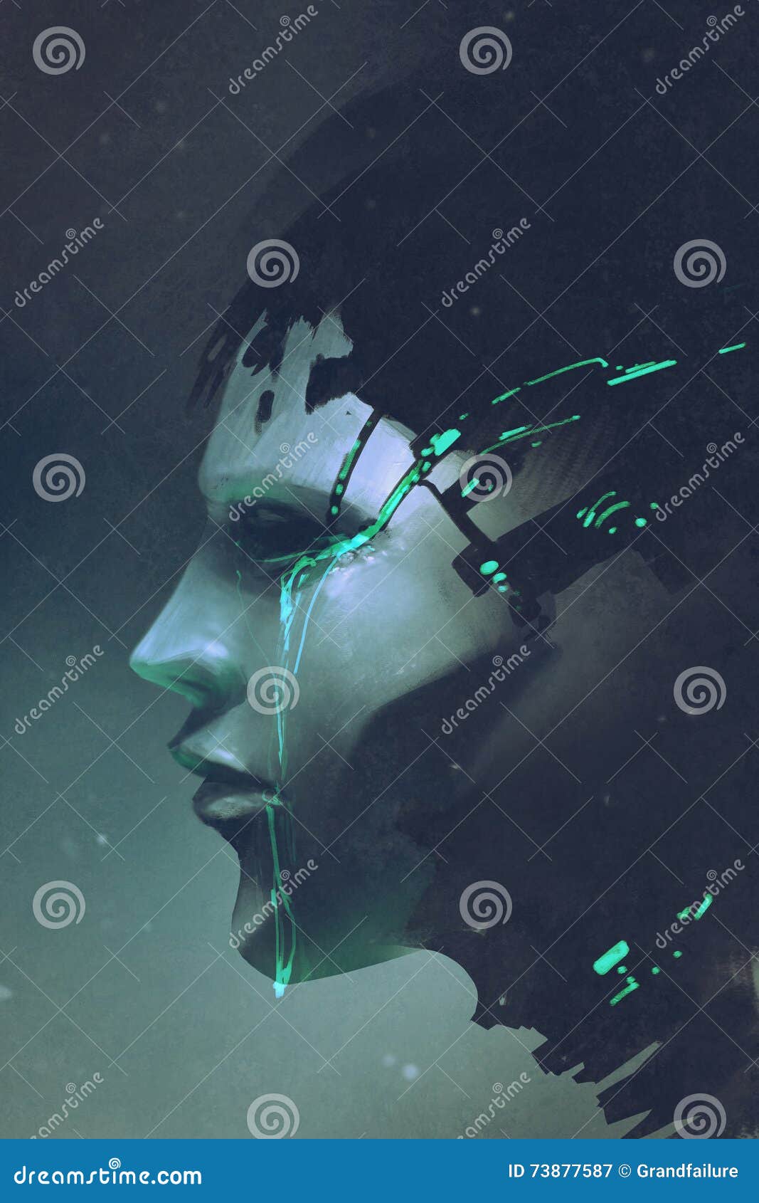 Side view of robot crying stock illustration. Illustration of cyber ...