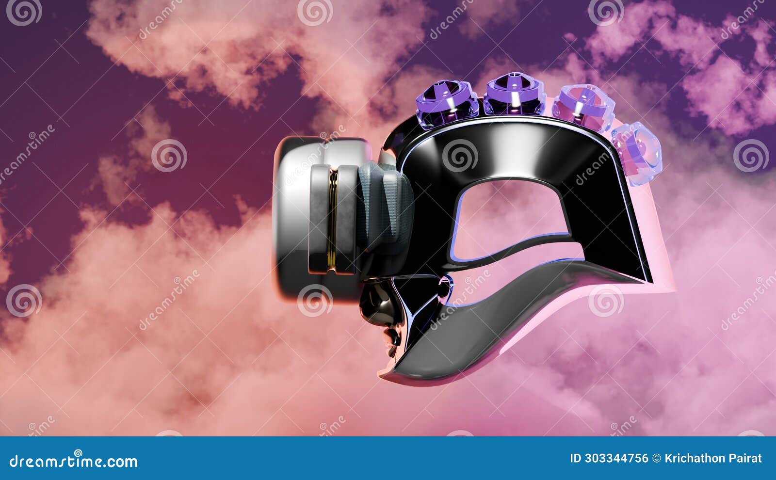 Side View Robot Head on Colored Mist Background. from the Concept of ...