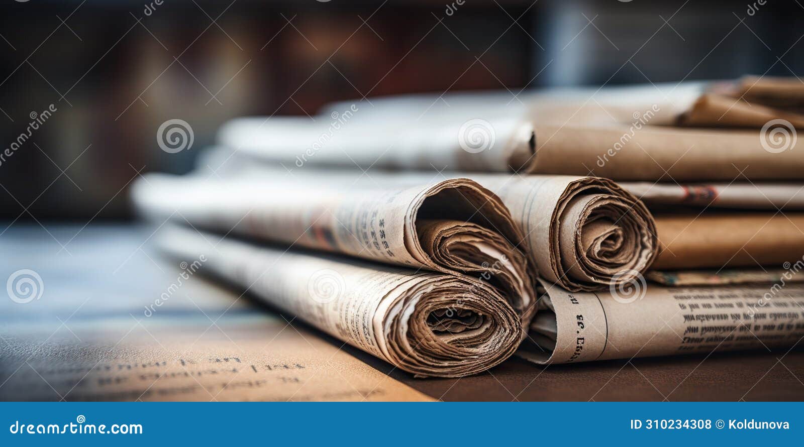 Side View of Rolled Newspapers , Concept of Information Dissemination ...