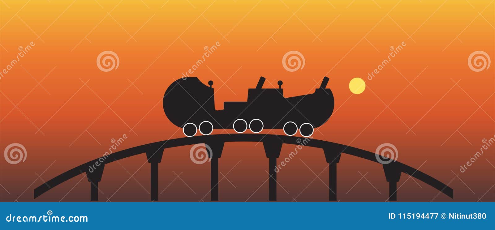 Side View of Roller Coaster Track Stock Illustration - Illustration of ...