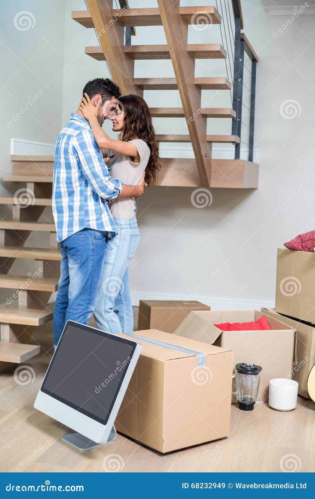 Side View of Romantic Couple Hugging Stock Image - Image of hugging ...